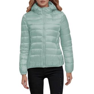 Generic Vestes courtes l&eacute;g&egrave;res et chaudes &agrave; capuche pour femme - Manteau dhiver &agrave; isolation thermique - Coupe-vent - Blanc - Mode pour un usage quotidien d&eacute;co