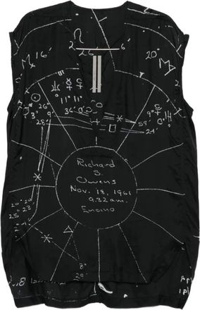 Rick Owens Homme, Tops, Noir, Taille: M Top &agrave; imprim&eacute; graphique