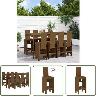 vidaXL 9-tlg. Gartenbar-Set Honigbraun Massivholz Kiefer - Gartenbar - Gartenm&ouml;beln - Esstisch - Outdoor M&ouml;bel - Holzm&ouml;bel - The Living Store