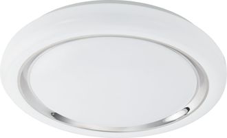 Eglo LED Deckenlampe Capasso, 1 flammige Deckenleuchte, Wandlampe mit Chromring, Material: Stahl und Kunststoff, Farbe: Chrom, weiß, Ø: 40 cm