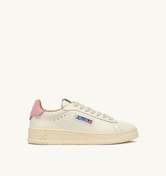 Autry BASKETS DALLAS LOW EN CUIR MARSHMALLOW ET PINK DOLPHIN
