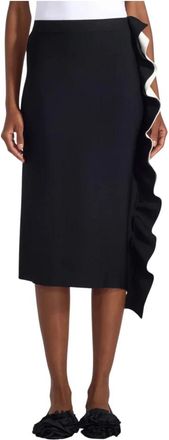 Liviana Conti Femme, Jupes, Noir, Taille: 38 FR Jupe Midi Volant&eacute;e