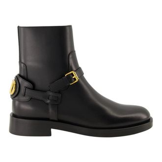 Valentino Garavani VLogo Schwarze Leder Stiefeletten - - Shoes - Damen - Schwarzk - 40 EU