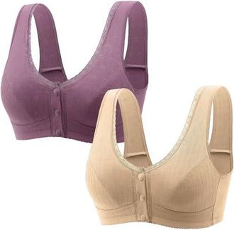 Generic Haut sexy en dentelle avec boutons-pression &agrave; lavant pour personnes &acirc;g&eacute;es, sans armatures, dos de beaut&eacute;, couverture compl&egrave;te, confortable, soutien-go