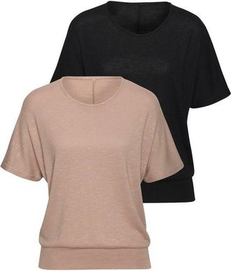 Vivance Kurzarmshirt mit breitem Bund aus weichem Viskose-Feinstrick