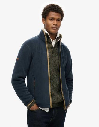 Superdry Estate - Jacke aus Fleece in Eclipse-Marineblau mit Reißverschluss
