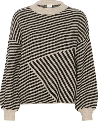 Kaffe Femme, Pulls, Multicolore, Taille: 40 FR Pull à Rayures en Gris/Noir