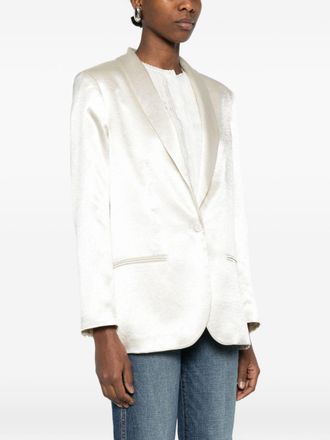 Alysi Silk & Nylon Single-Breasted Blazer - Ivory