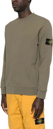 Stone Island Homme, Sweatshirts et sweats &agrave; capuche, Vert, Taille: S SweaT-shirt ras du cou en maille gaufr&eacute;e