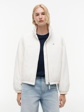 Tommy Jeans Blouson TOMMY JEANS TJW PADDED HIGH NECK JACKET, Damen, Gr. L (42/44), ancient wei&szlig;, Web, Obermaterial: 100% Nylon. Futter: 100% Polyester. F&uuml;llung: 1