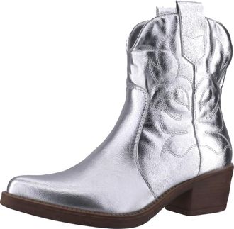 Elara Damen Stiefeletten Cowboy Boots Chunkyrayan 301-A31 Silver PU-37