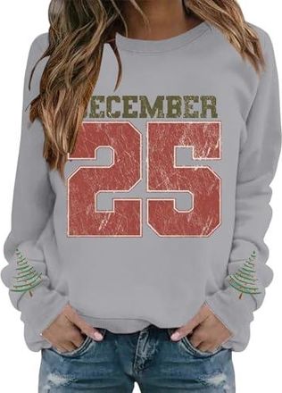 Generic Pull de Noël pour femme - Pull de Noël amusant et moche - Imprimé graphique festif - Manches longues - Pour les fêtes de fin dannée - Confortable - Co