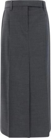 Brunello Cucinelli Femme, Jupes, Gris, Taille: 34 FR Jupe Midi en Laine M&eacute;lang&eacute;e