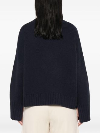 Soft Goat Roll-Neck Knit Sweater - Navy