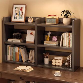 Generic Kleine Schreibtischregale 65 cm Höhe Hohe Tragkraft Schreibtisch Regalaufsatz Holz Platzsparend for Office Home Dormitory(Brown,100cm)