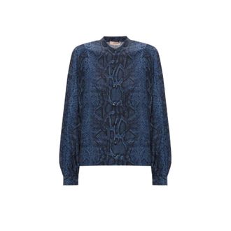 Twinset Cr&ecirc;pe de Chine Python Print Bluse - - Blouses & Shirts - Damen - Blau - XL
