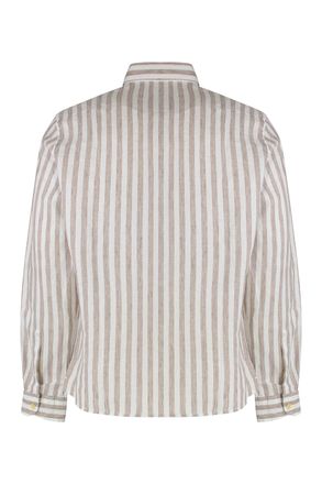 Sonrisa Mens Striped Linen Shirt Beige