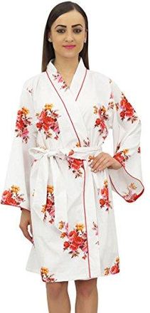 Bimba Femmes Coton Popeline Nuptiale Blanc Kimono Robe Vetements De Nuit Cover - 46