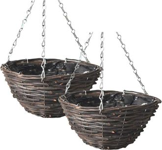 Cabilock 25CM Blumenampel Seil Hängeampeln Hängepflanztopf Wand Hängend Blumentopf Pflanzschale Sukkulenten Töpfe für Indoor Outdoor Balkon Garten Schwarz 2 St