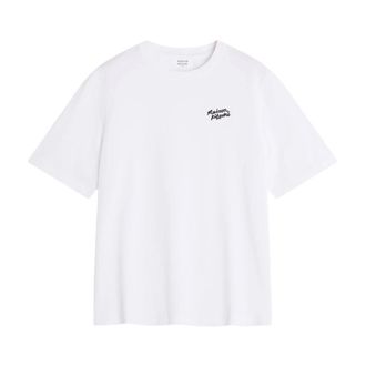 Maison Kitsun&eacute; MK Handwriting Komfort T-Shirt - - Tops - Damen - Wei&szlig; - L