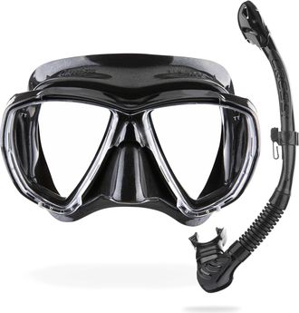 Cressi Big Eyes+Alpha Ultra Dry Combo Black/Black - Combo Set Maske + Schnorchel UD zum Tauchen und Schnorcheln, Schwarz/Schwarz, Einheitsgröße, Erwachsene
