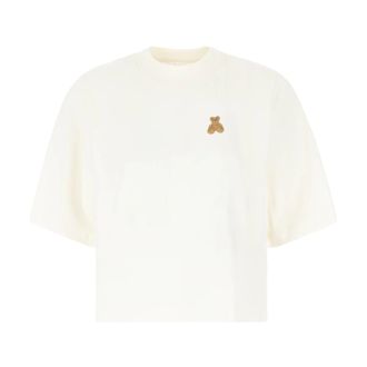 Palm Angels Femme, Tops, Beige, Taille: 40 FR T-shirt Décontracté en Coton de Différentes Couleurs