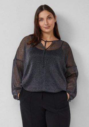s.Oliver Langarmbluse Bluse Transparente Bluse mit Glitzergarn und Schmucksteinen