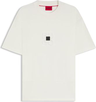 HUGO BOSS Herren Debostac T-Shirt aus Interlock-Baumwolle mit Stack-Logos Natur S