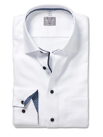 Marvelis Herren Oberhemd Langarm Non-Iron-Comfort-Fit,Einfarbig,13 New Kent,Weiss 00,39
