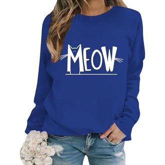 Generic Sweat-shirts &agrave; enfiler pour femme | Meow en forme de chat - Sweat-shirt &agrave; manches longues pour lautomne - Hauts de vacances tendance - pour les rencon