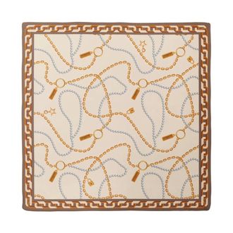 Le Parmentier Bandana Cha&icirc;ne & Perles - Soie Beige - Femme - Accessoires - Beige - Taille: ONE Size