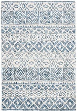 Safavieh Traditionell Teppich für Wohnzimmer, Esszimmer, Schlafzimmer - Lauren Collection, Kurzer Flor, Elfenbein und Blau, 152 X 244 cm