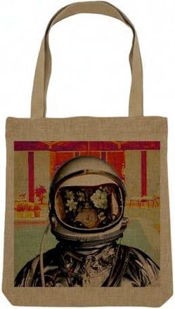 Fabulous Sac Shopping Tote Bag Aspect Lin - Florale Astronaute Collage Artistic Vintage Illustration Art Humour Surrealiste Psychedelique Espace - Sac de Cours