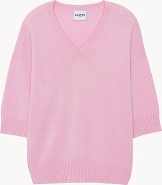 Kujten Pull cachemire col V oversize manche 3/4, 4 fils - Pull Mathilda