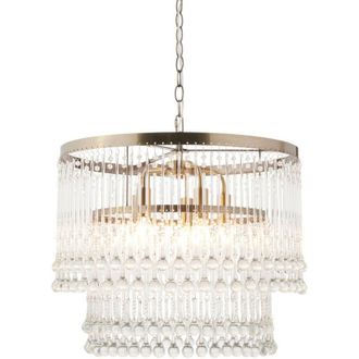 Endon Lighting Genevieve Suspension en laiton antique et verre cristal transparent, 5 ampoules E14