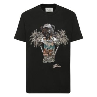 Philipp Plein Rundhals-T-Shirt Teddyb&auml;r - - Tops - Herren - Schwarzk - 4XL