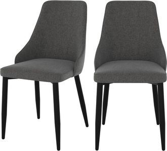 Rendez-Vous D&eacute;co Rendez-vous D&eacute;co - Lot de 2 chaises en tissu gris fonc&eacute; et pieds en m&eacute;tal - pipo