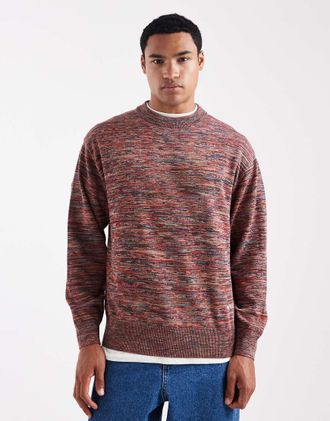 Parlez Clothing Bunter Space-Dye-Strickpullover mit Rundhalsausschnitt und gesticktem Logo