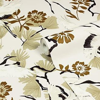 furn. Demoiselle Botanical Printed Wallpaper, Natural