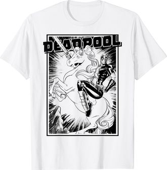 MARVEL Deadpool Transparent Comic Unicorn Mount T-Shirt
