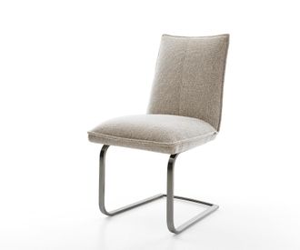 DELIFE Freischwinger Lelio-Flex Webstoff Soft Beige Freischwinger flach Graphit Taschenfederkern, Esszimmerst&uuml;hle