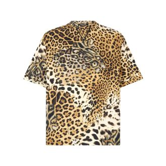 Roberto Cavalli Leopardenmuster Baumwoll-T-Shirt - - Tops - Herren - Braun - M
