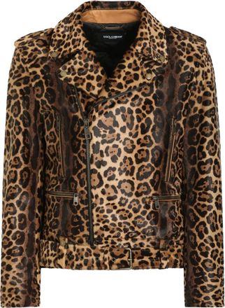 Dolce & Gabbana leopard-print zipped jacket - Braun