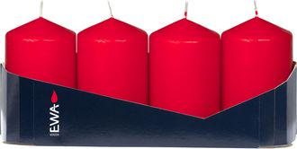 Sigro apog versand 4er Tray Stumpenkerzen rot Gr&ouml;&szlig;e (&Oslash; x H): ca. 40 x 80 mm Kerze Kaminkerze Laternenkerze