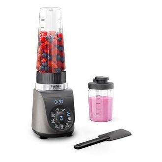 T-fal Blend Up Mini-Mixer, 1000 W, 8 Automatikprogramme, Powelix-Klingen, automatischer Reinigungsmodus, kompakt, leicht, Silence-Modus, inkl. On-the-Go-Fla