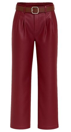 Mississhop 403 Damen Hose aus Kunstleder mit G&uuml;rtel Bordeaux