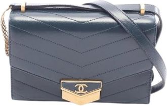 Chanel Pre-owned Sac bandouli&egrave;re en cuir Chevron V Stitch - Femme - Pre-owned - Vert - Taille: ONE Size