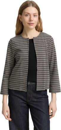 Tom Tailor Damen 1048300 Boxy Fit Jacquard Cardigan, 38581-Black Knit Structure Stripe, 3XL