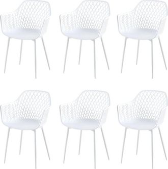 Eggree Eggree - Lot de 6 Fauteuil Chaises Blanc Plastique Scandinave Chaise de Salle &agrave; manger- Id&eacute;ales pour Terrasse, Jardin et Ext&eacute;rieur