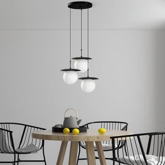 Opviq Elegant Black Chandelier, Metal Body, 55 x 55 x 110 cm | Adjustable Height 45-110 cm, 3 x E27 Socket | Perfect for Modern Living Spaces, IP20